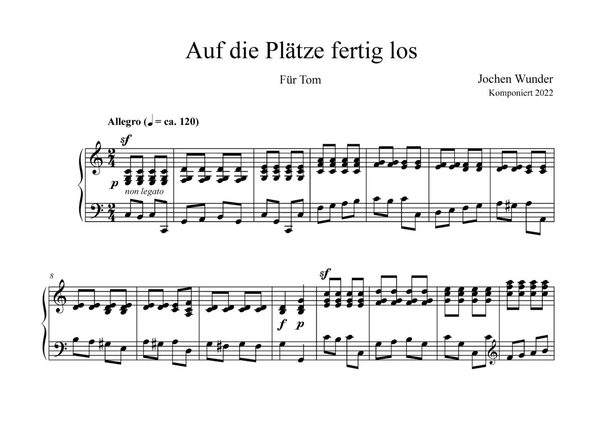 Auf die Plätze Fertig Los - Klavierstücke